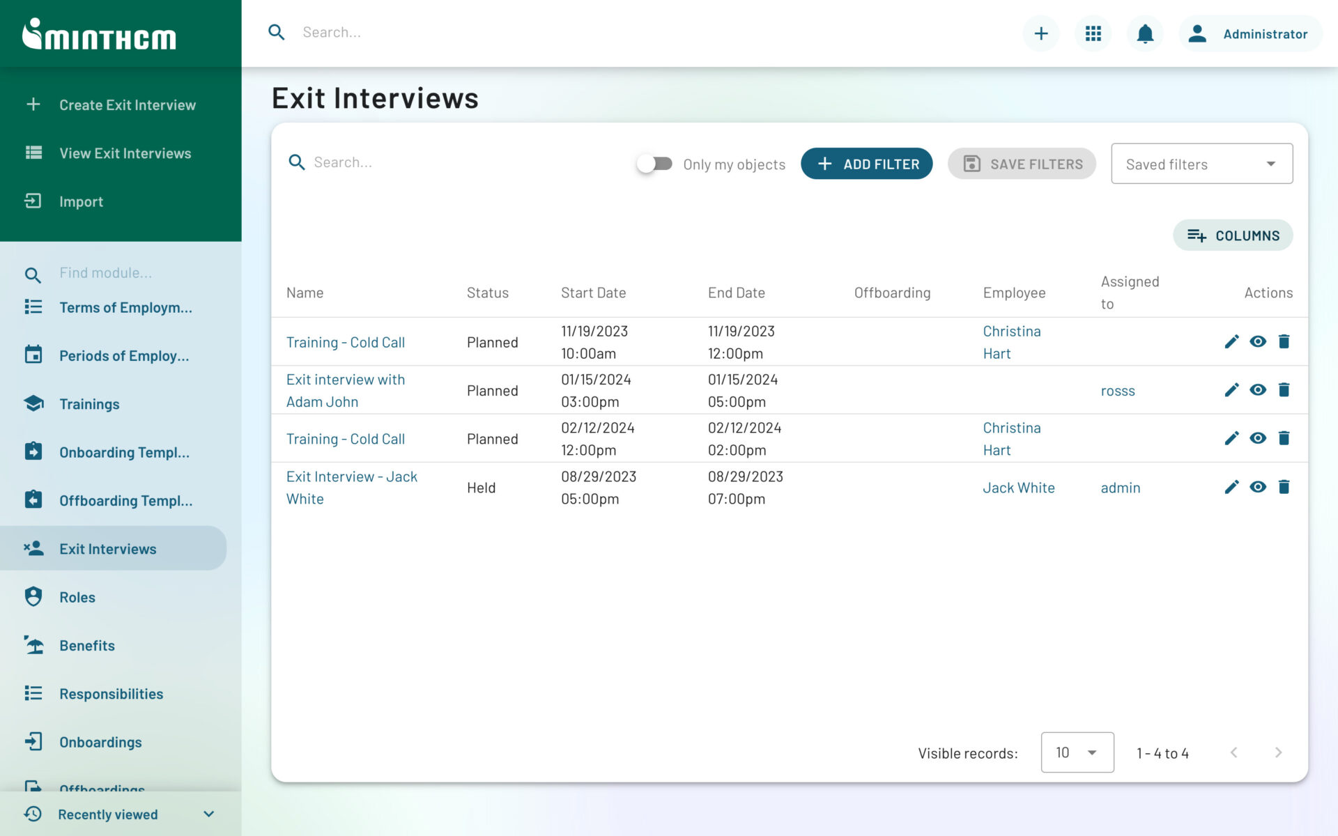 MintHCM | Offboarding - Employee exit management